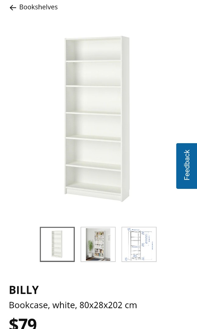 IKEA Billy Bookcase white, Furniture & Home Living, Furniture, Shelves ...