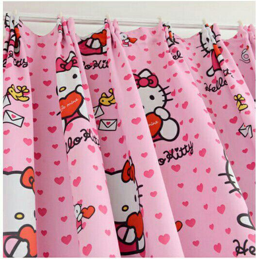 Langsir hello kitty Pink termasuk hook, Furniture & Home Living, Home ...