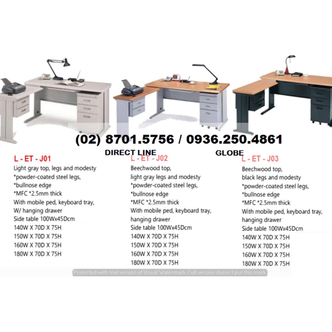L-Type Office Desk With Mobile Pedestal Keyboard Tray & Hanging Drawer ...