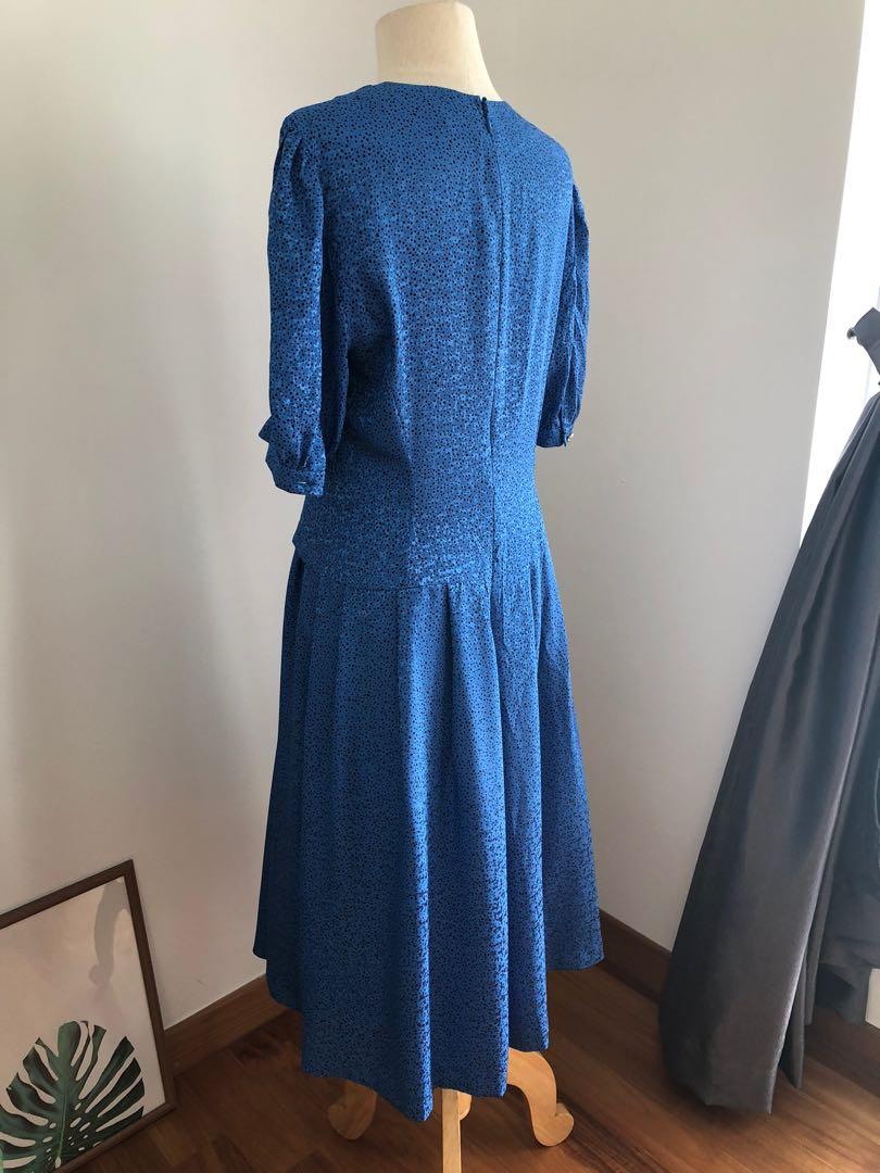 Final sale : Vintage 1980s cobalt blue satin cocktail dress, Women's ...