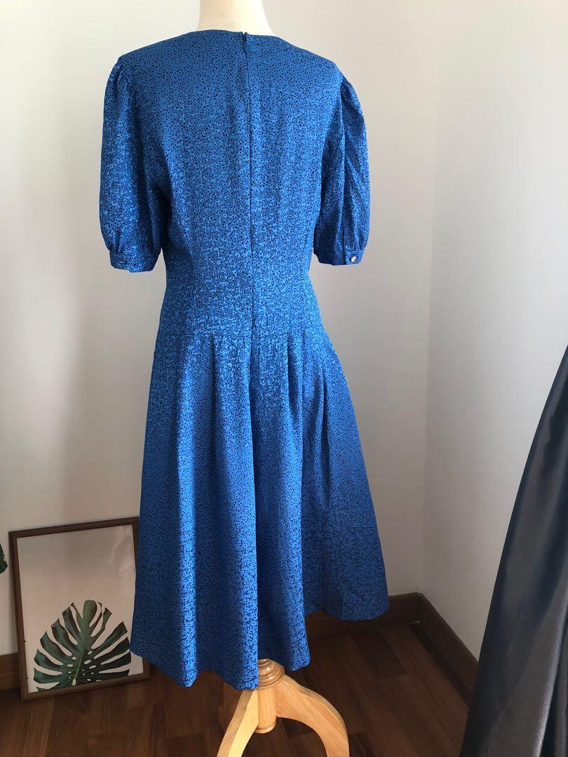 Final sale : Vintage 1980s cobalt blue satin cocktail dress, Women's ...