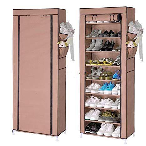 9-Tier Canva Shoe Rack (Khaki Colour), Furniture & Home Living ...