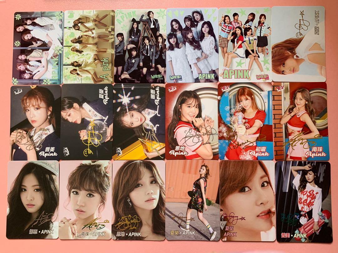 Apink Yes card 恩地 夜光 閃咭 簽名 白咭, 興趣及遊戲, 收藏品及紀念品, 明星周邊 - Carousell