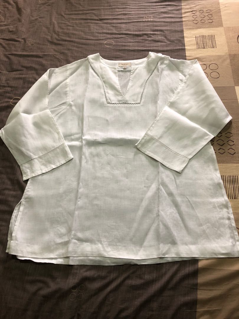 British India White linen Blouse, Women's Fashion, Tops, Blouses on ...
