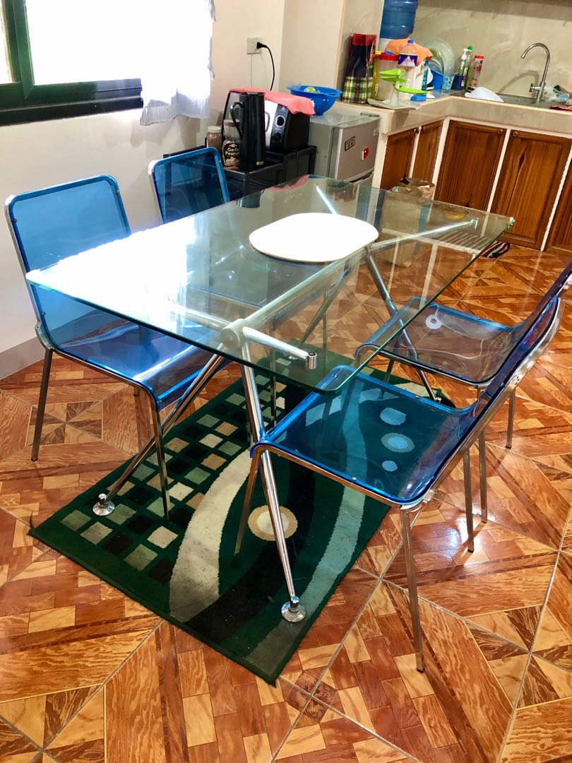Dining Table - condo- Fiber Glass Blu, Furniture & Home Living ...