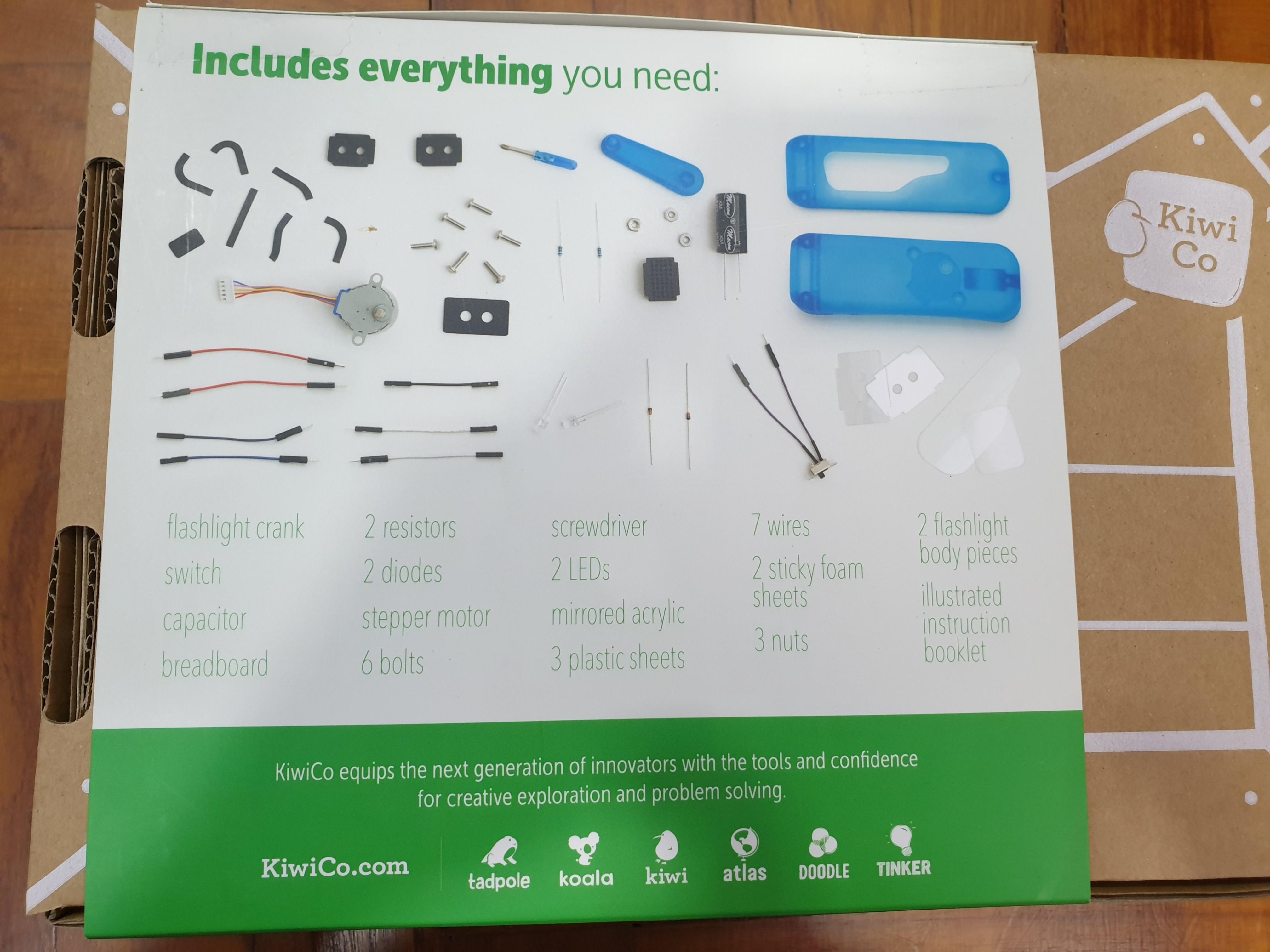 Free courier KiwiCo Hand-Crank Flashlight LED Circuit Science Hands-on ...