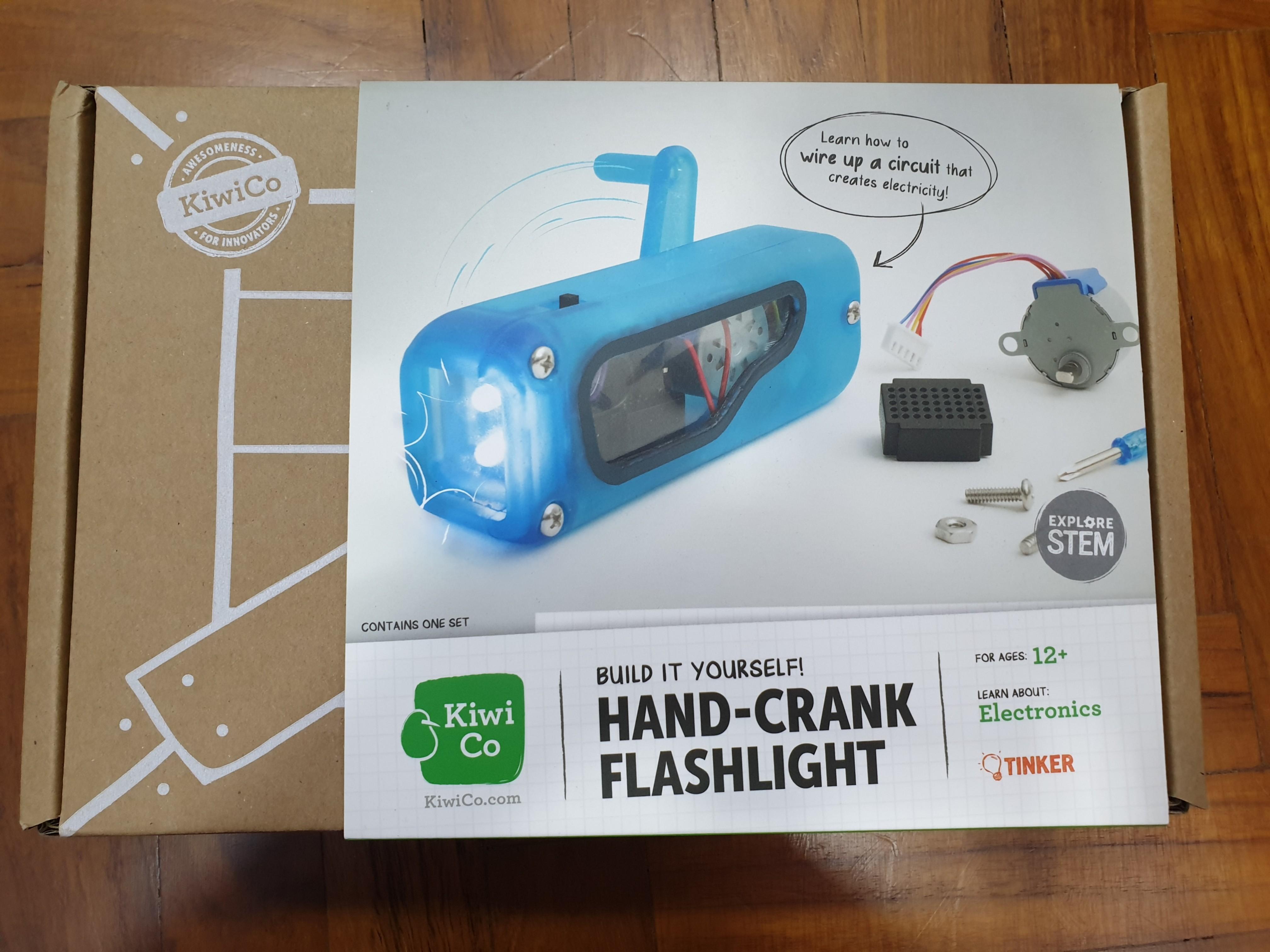 Free courier KiwiCo Hand-Crank Flashlight LED Circuit Science Hands-on ...