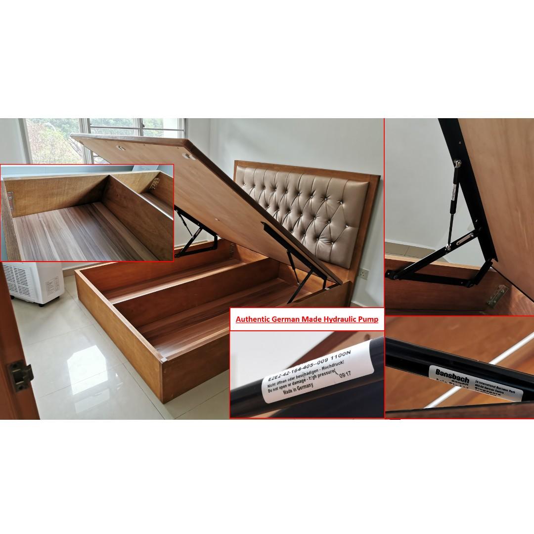 Solid Wood Storage Bed Frame (w German Hydraulic Pump), Furniture ...