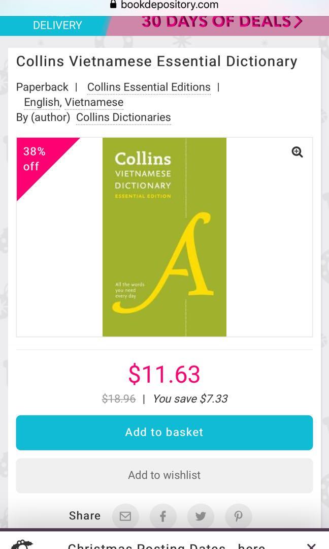 Collins Vietnamese Essential Dictionary, Hobbies & Toys, Books ...