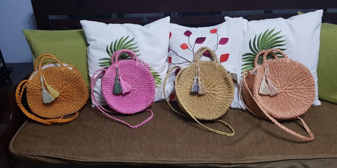 Native Abaca round sling bags with tassels, Women's Fashion, Bags ...