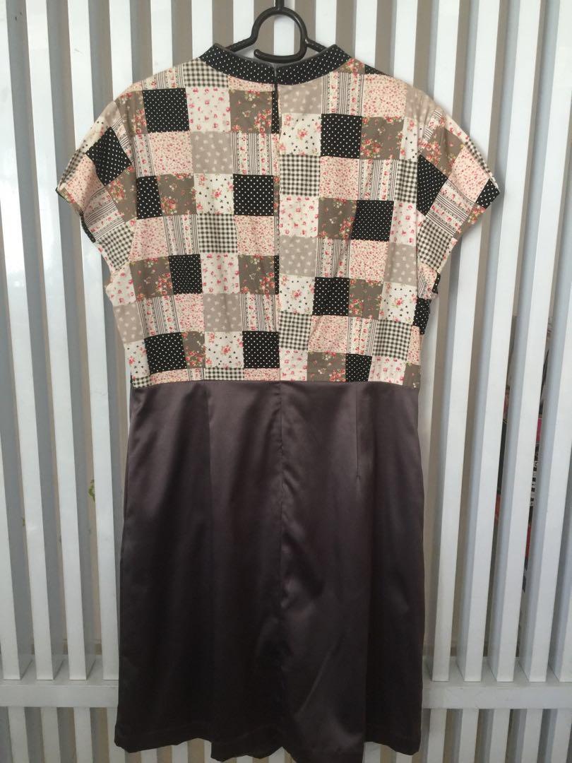 Premium patchwork dress cheong sum design XXL, Women's Fashion ...