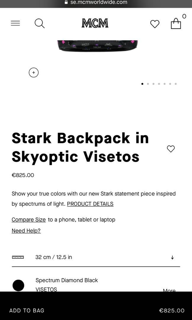Brand New MCM Stark Backpack in Skyoptic Visetos (Spectrum Diamond Black), Women's Fashion, Bags ...