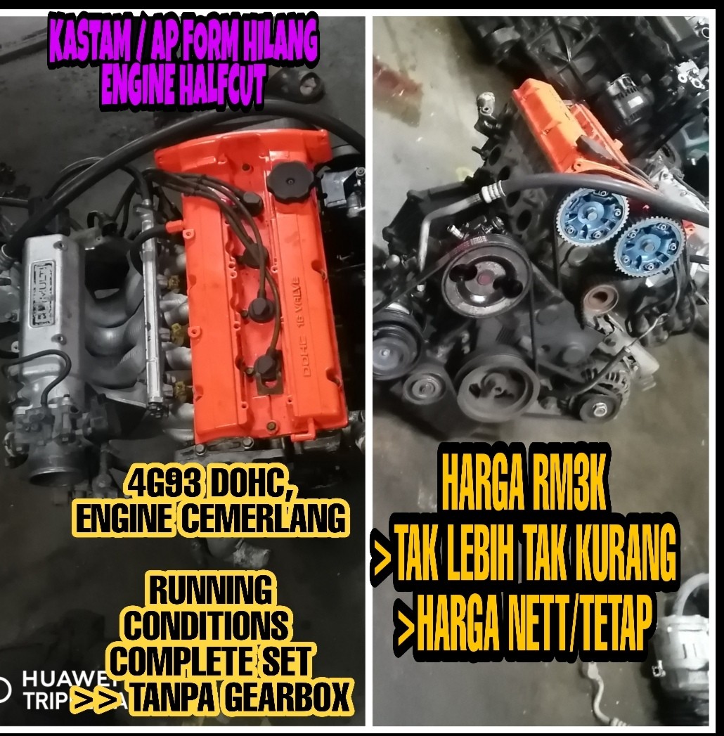 ENGINE 4G93 DOHC COMPLETE SET, BACA DETAIL DI BAWAH, Auto Accessories ...