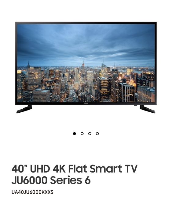 Samsung 40” UHD Smart TV (UA40JU6000KXXS), TV & Home Appliances, TV ...