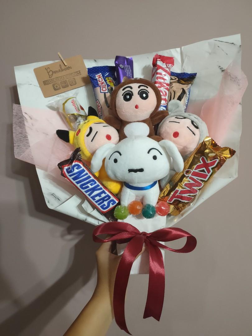 Shin Chan Chocolate bouquet, Gardening, Flowers & Bouquets on Carousell