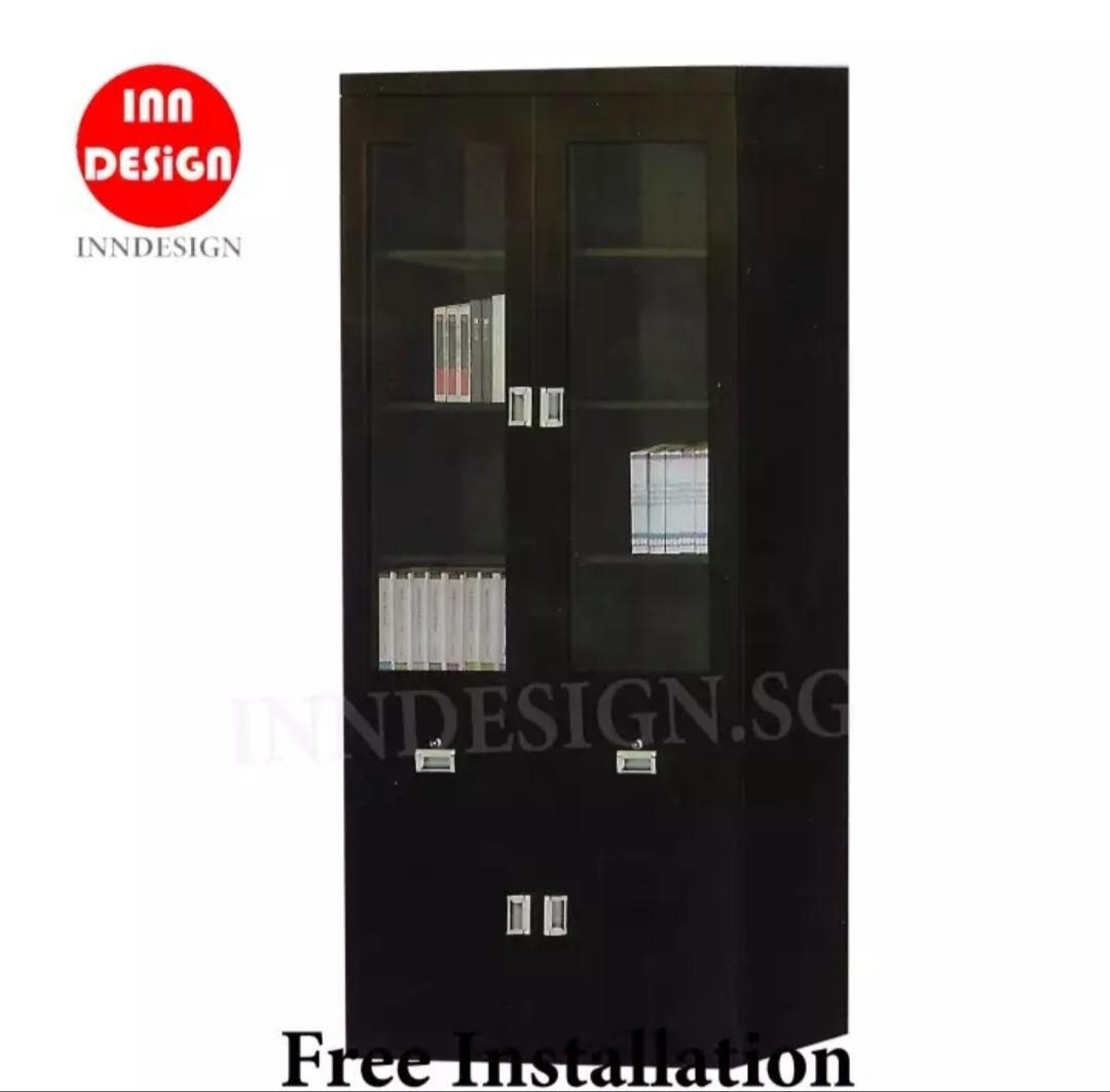 Merle Glass 2 Doors Bookshelf/ Book Filling Cabinet, Furniture & Home ...