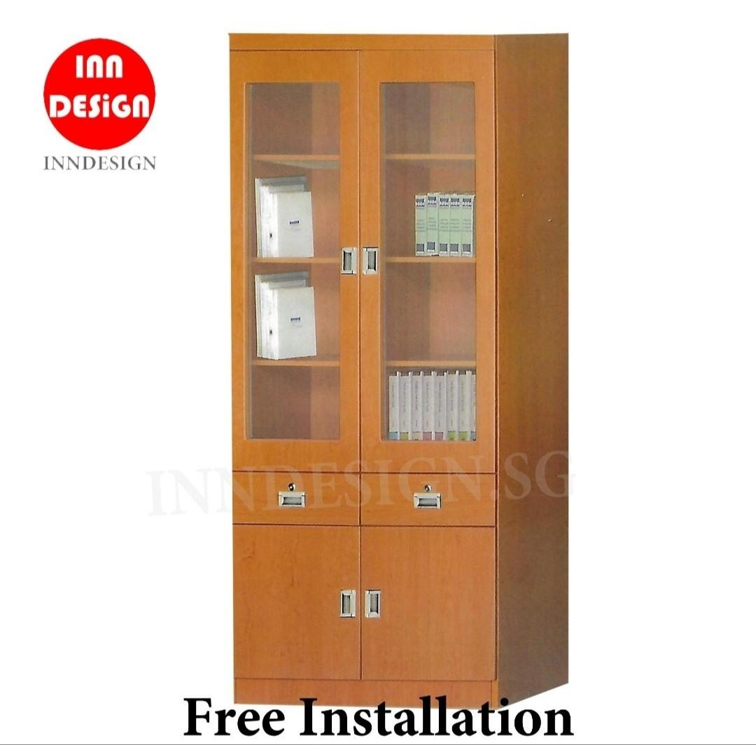 Merle Glass 2 Doors Bookshelf/ Book Filling Cabinet, Furniture & Home ...