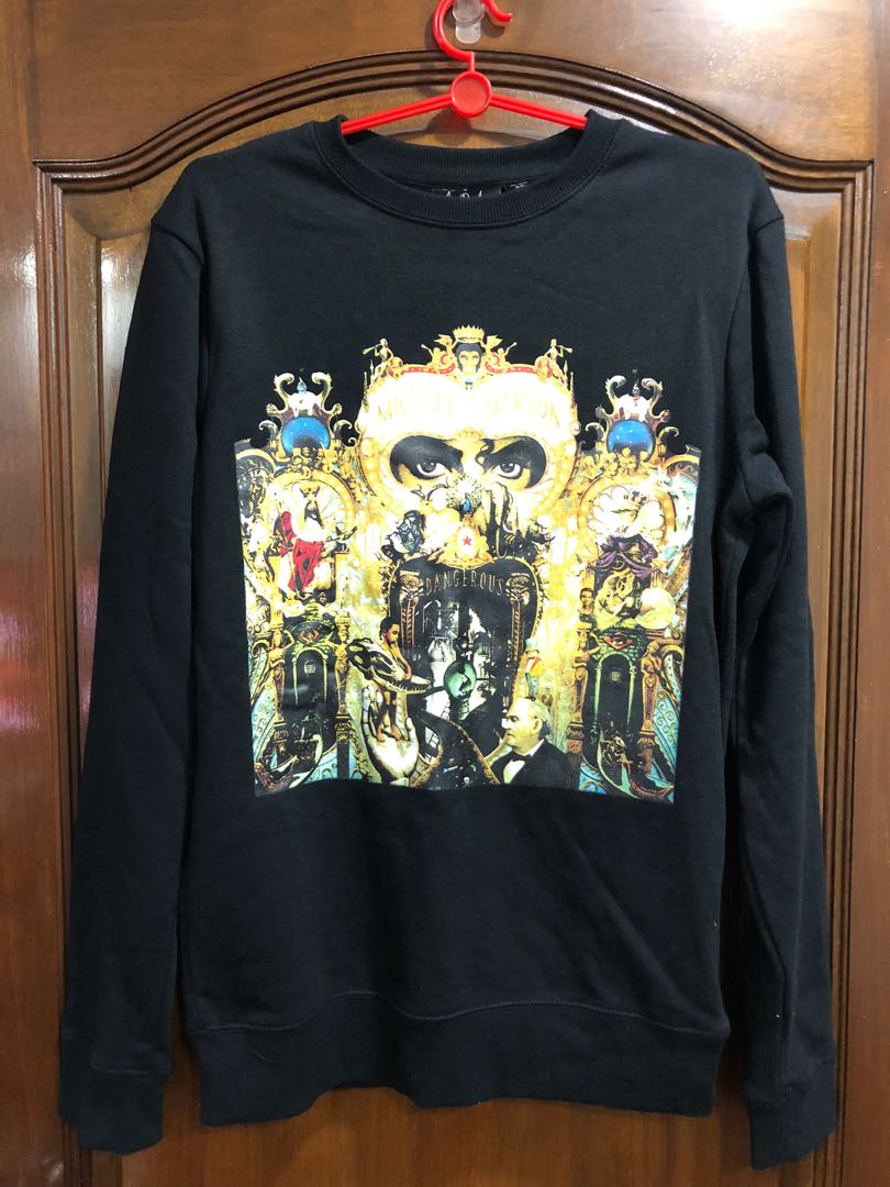 Michael Jackson - black sweater with MJ print, Men's Fashion, Tops ...