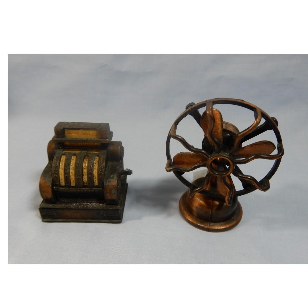 Vintage die cast metal pencil sharpener cash register fan unused from ...