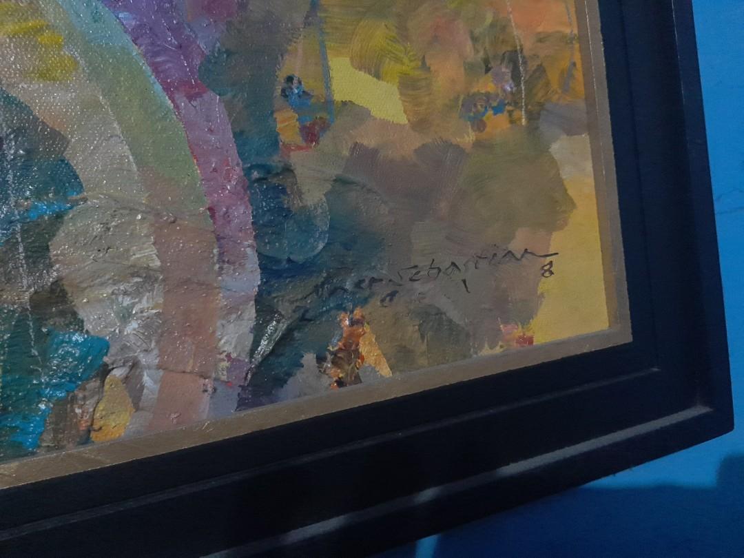 Aner Sebastian "Summer" original abstract painting with certificate of ...