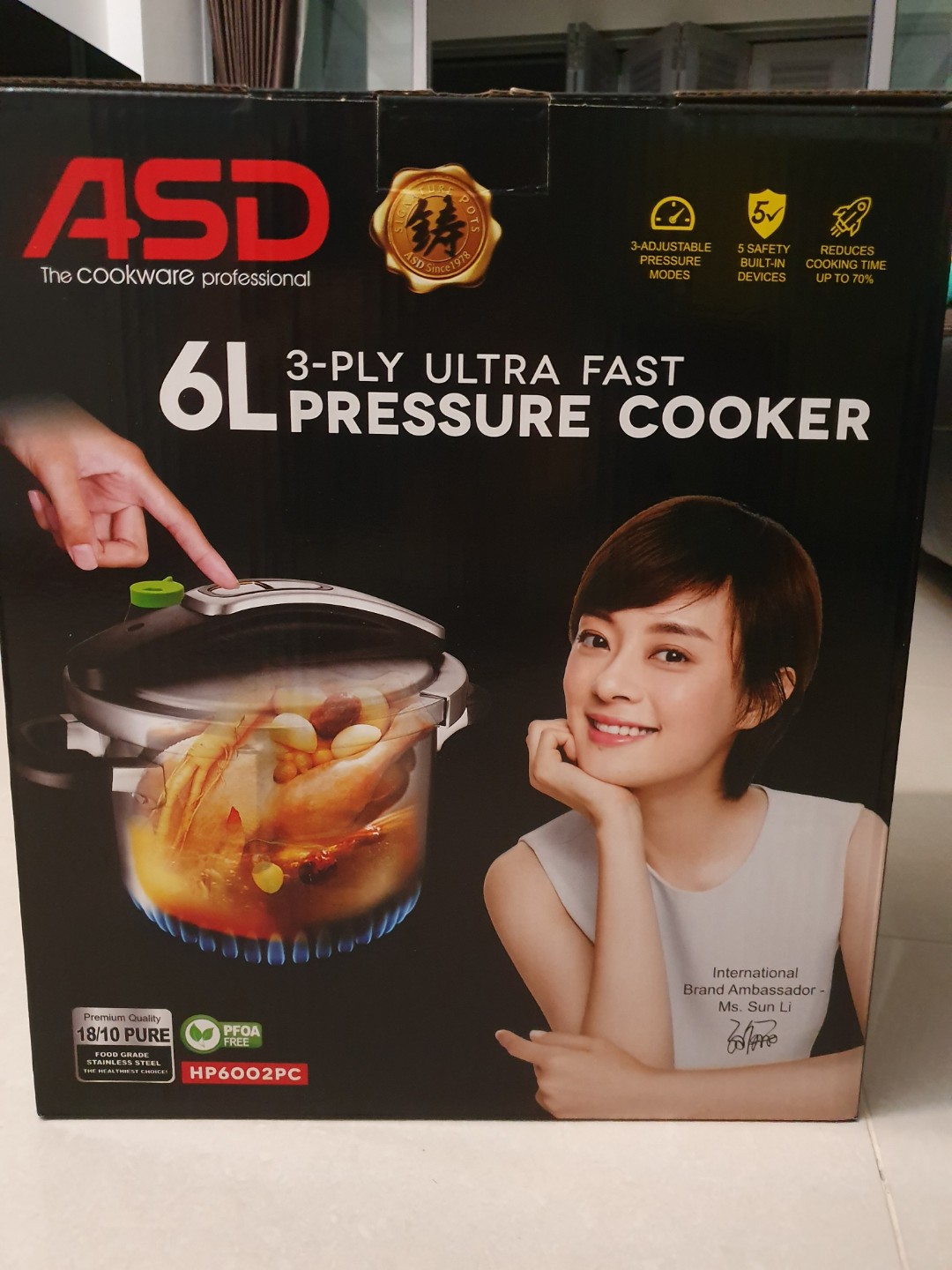 ASD 6L 18/10 3-PLY S/STEEL PRESSURE COOKER, TV & Home Appliances ...
