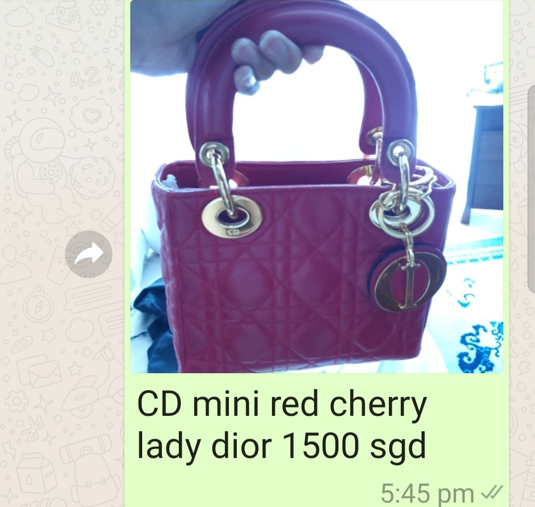 CD mini Red Cherry Lady Dior, Luxury, Bags & Wallets on Carousell