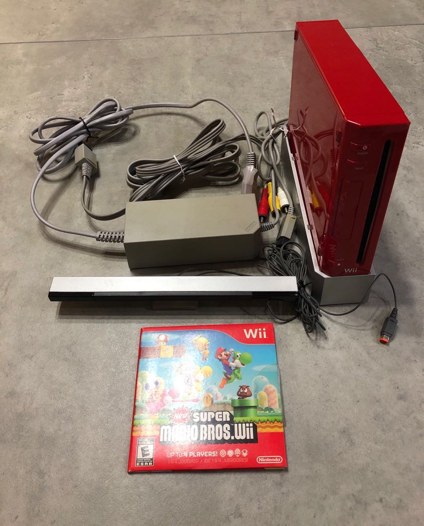 Limited Edition Red Wii Console (cables and sensor included) Free Super ...