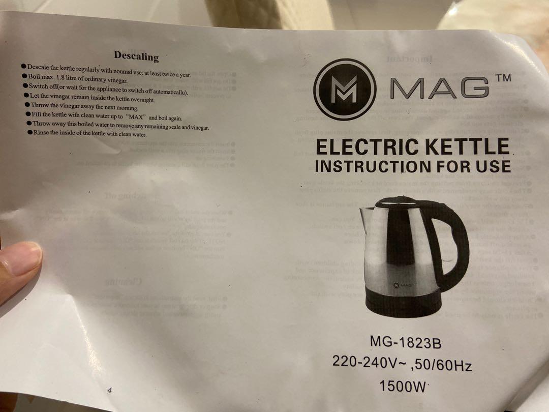 MAG Electric Kettle 1.8lit, TV & Home Appliances, Kitchen Appliances ...