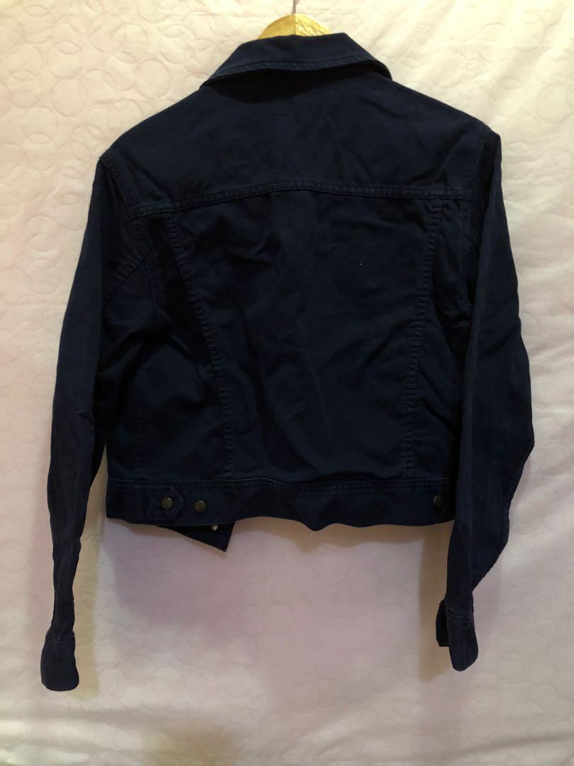 Navy Denim Jacket_LN_Fits S/M, Women's Fashion, Coats, Jackets and ...