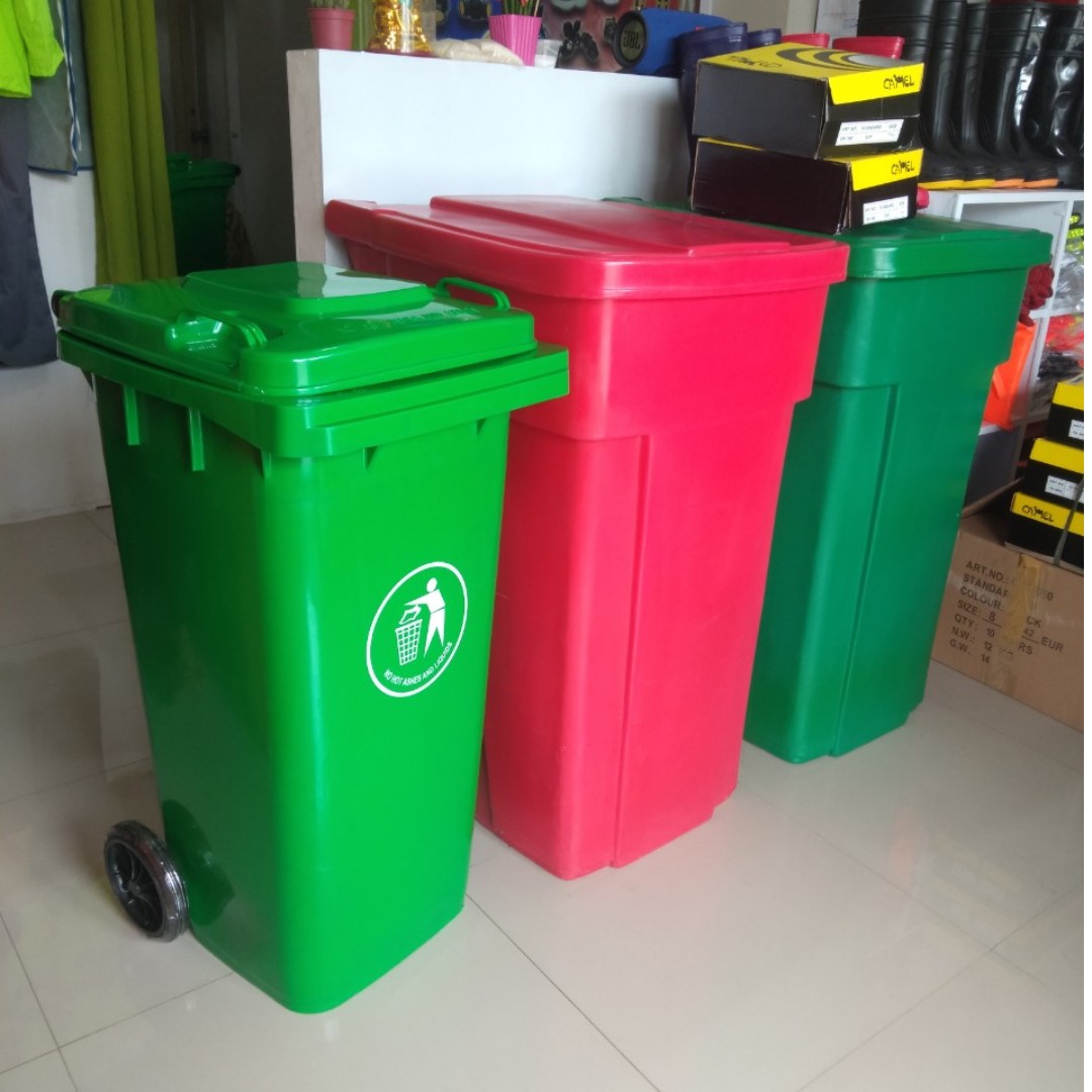 rolling trash bin waste segregation rolling bin, Furniture & Home ...