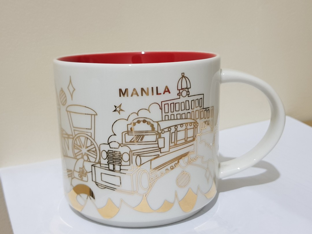 Starbucks Manila City Mug Limited Edition Gold Color, Furniture & Home ...