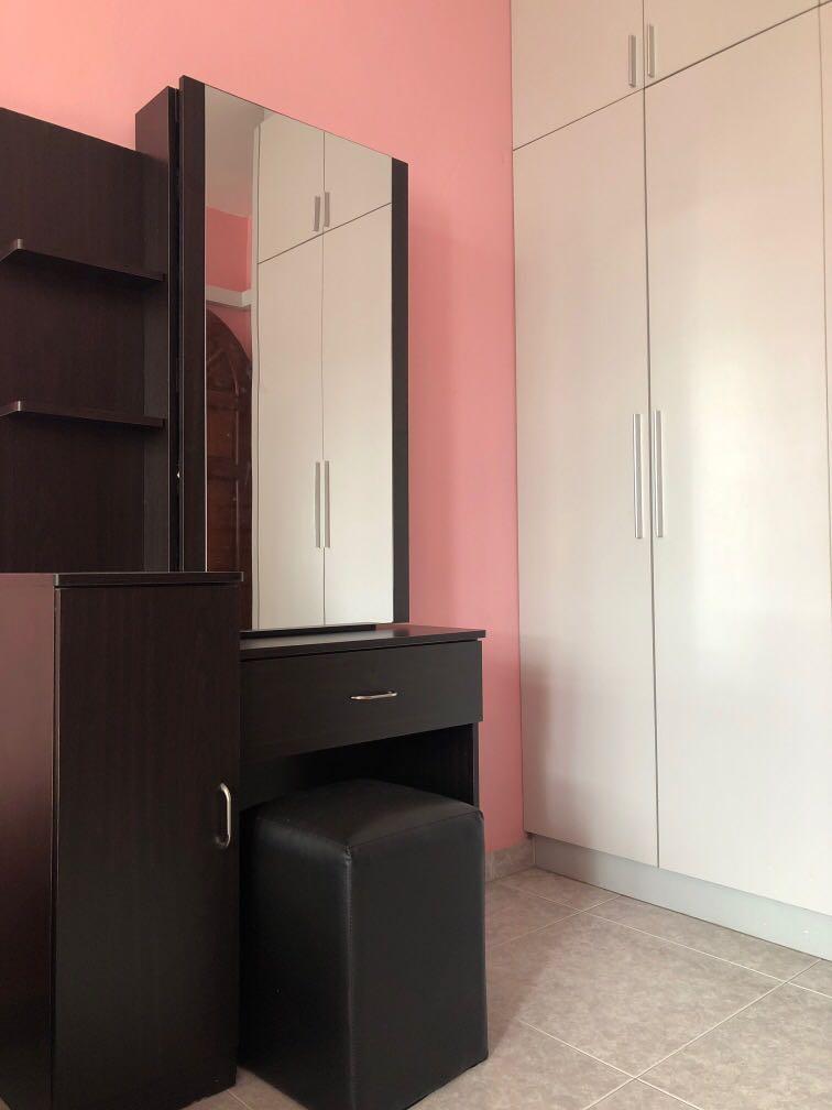 Dressing Table With Mirror + Stool, Furniture & Home Living, Furniture ...