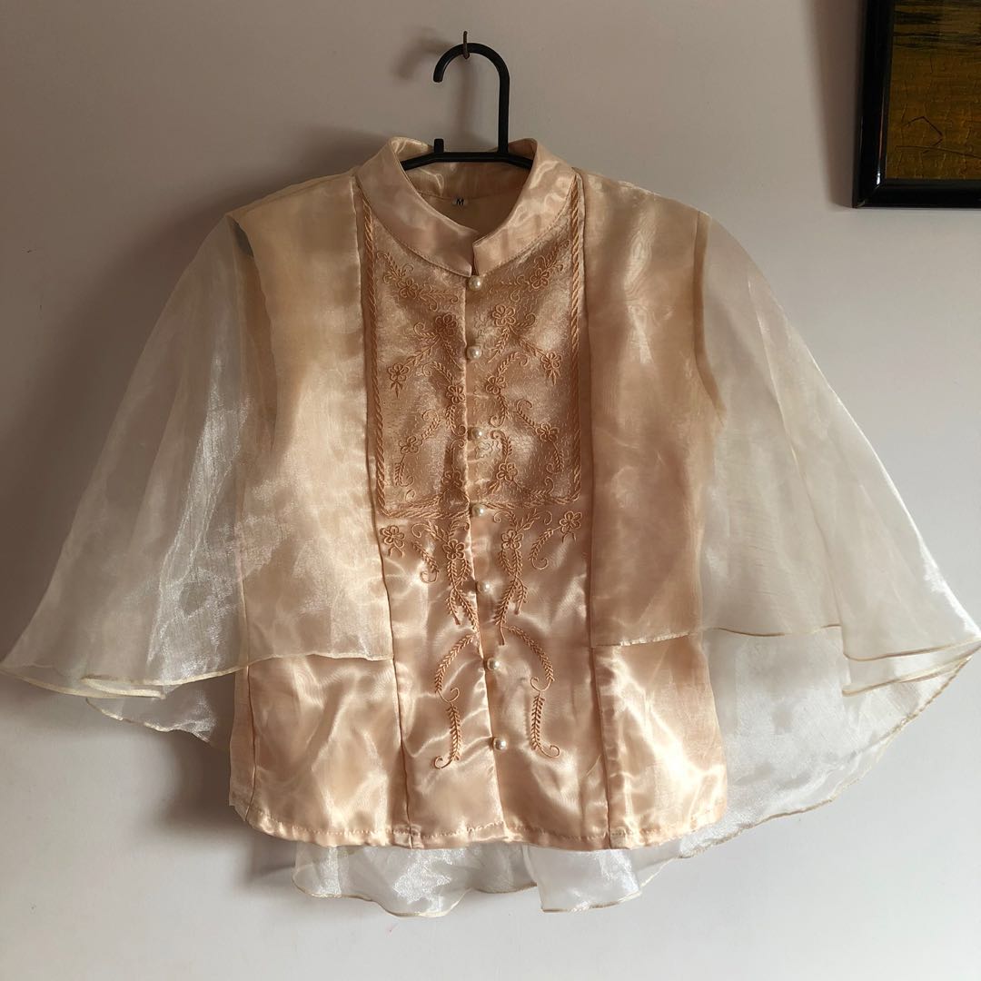 Modern Filipiniana top with Cape, Women's Fashion, Dresses & Sets ...