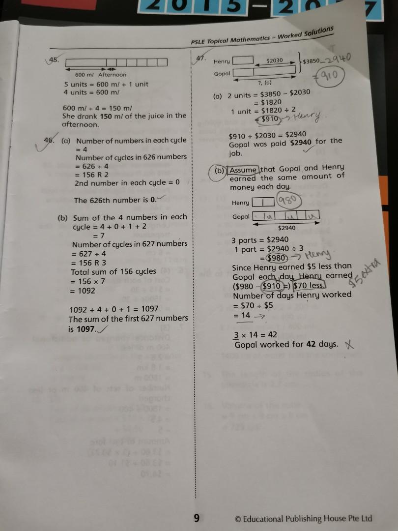 PSLE EXAMINATION QUESTIONS TOPICAL MATHEMATICS 2015-2017, Hobbies ...