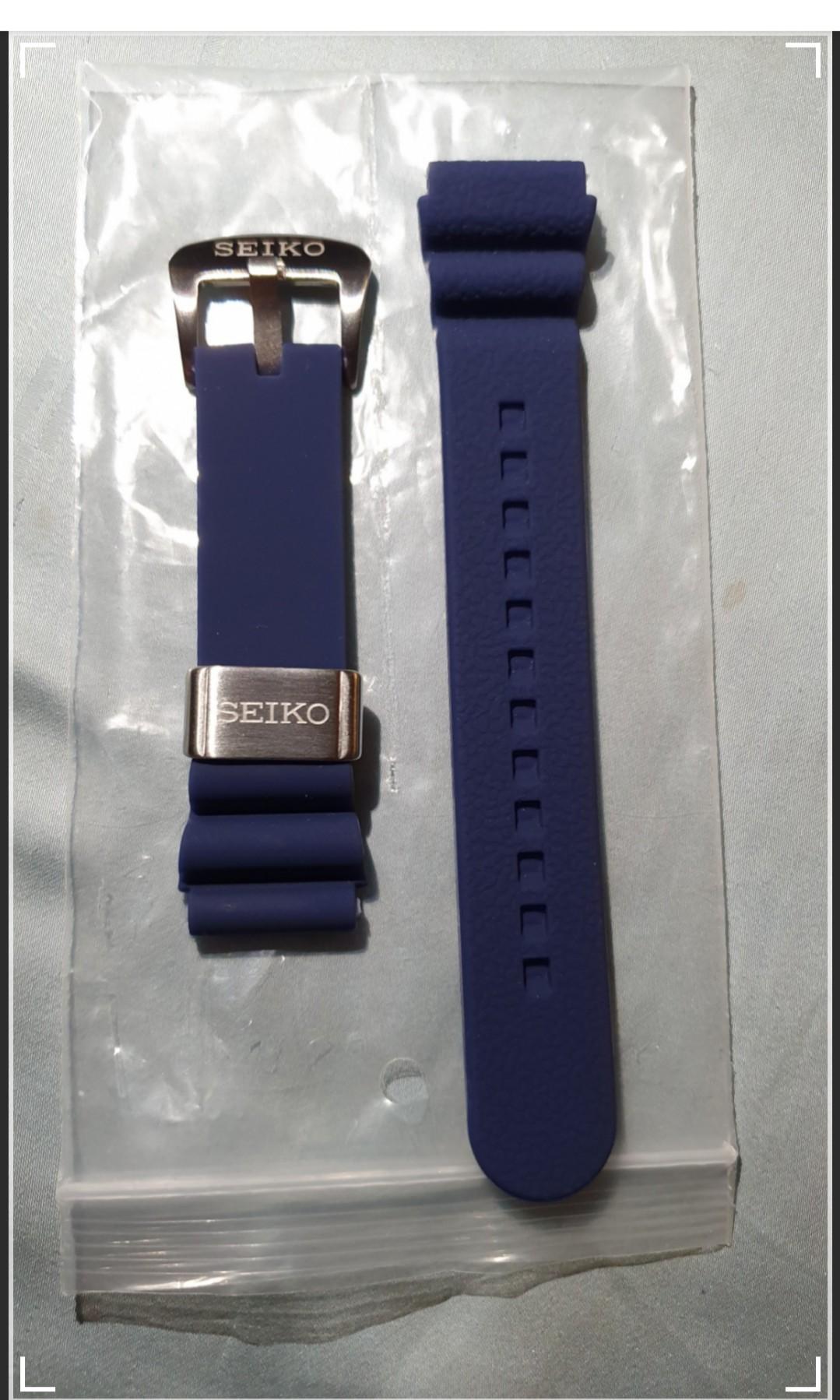 Seiko blue rubber strap 20mm and 22mm, Luxury, Watches on Carousell