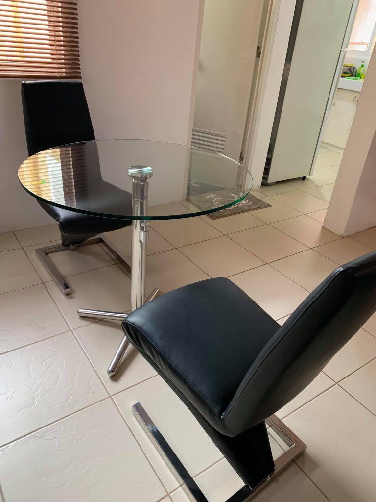 Space saver folding round glass dining table, Furniture & Home Living ...