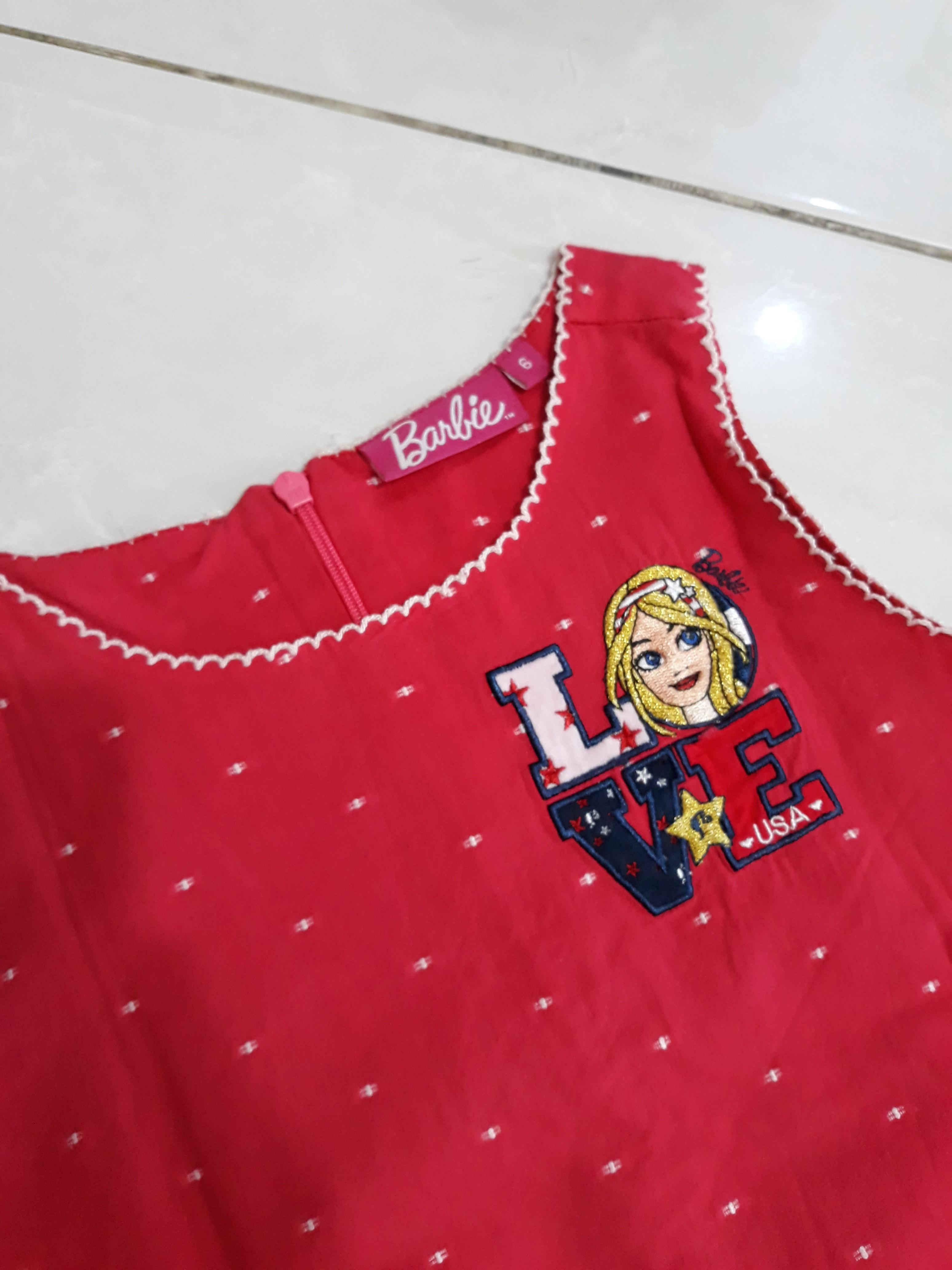 Barbie atasan merah, Bayi & Anak, Baju Anak Perempuan, 4 hingga 7 tahun ...