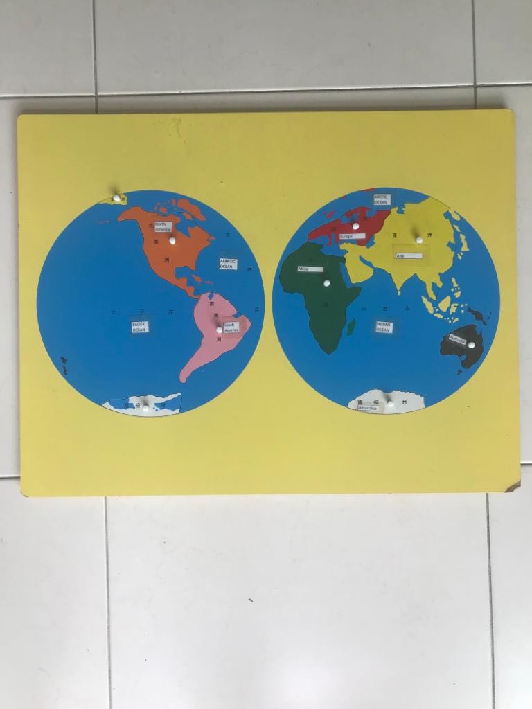 Montessori Continent World Map Puzzle, Hobbies & Toys, Toys & Games on ...