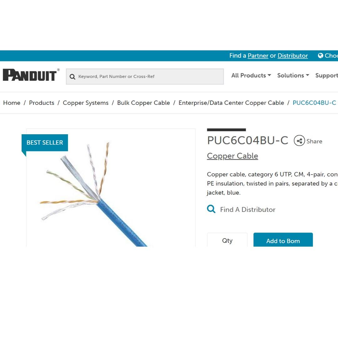 PANDUIT CAT6 CABLE, Computers & Tech, Parts & Accessories, Cables ...