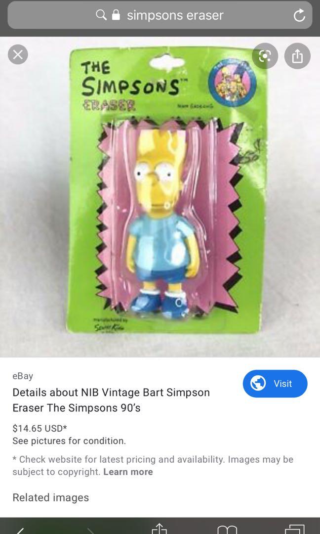 SALE: 90s Bart Simpsons vintage eraser collectible, Hobbies & Toys ...