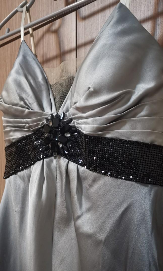 Alberto Makali Silver Ombre Silk Evening Gown, Women's Fashion, Dresses & Sets, Evening dresses ...