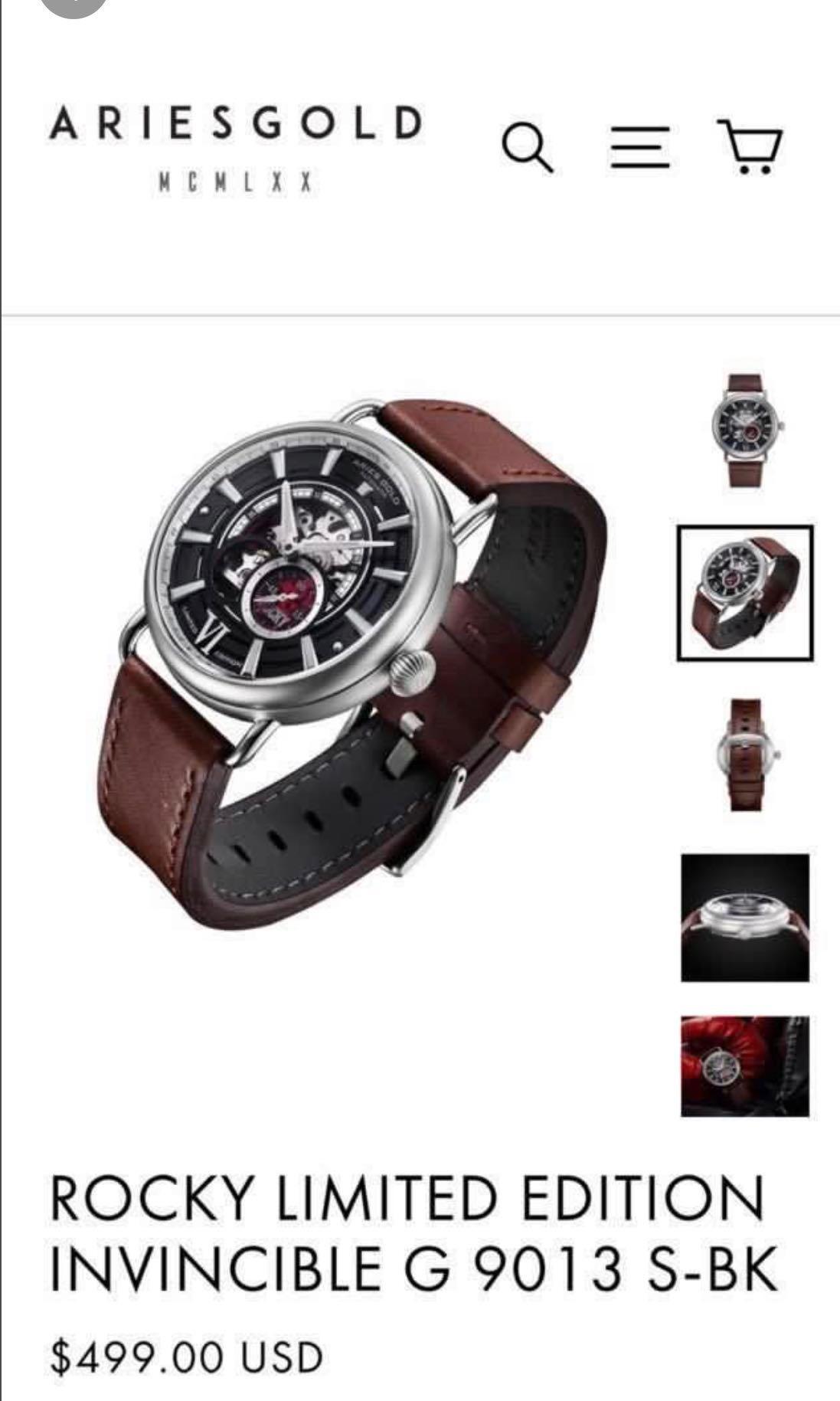 Aries Gold x Rocky automatic watch, Men's Fashion, Watches ...