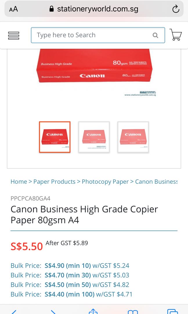 Canon A4 80gsm High Grade Copier Paper, Computers & Tech, Printers ...