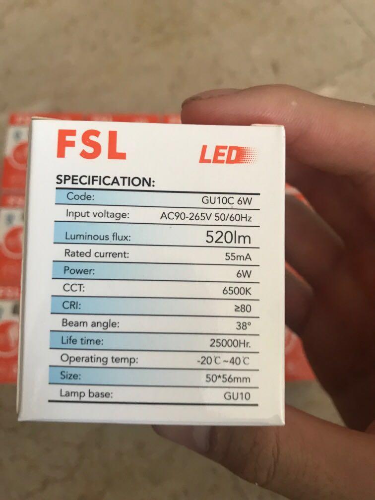 FSL LED 6W Spotlight Warm White, Furniture & Home Living, Lighting ...