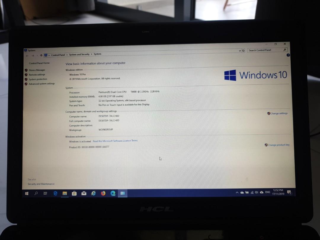 HCL laptop Genuine Windows 10, Electronics, Computers, Laptops on Carousell