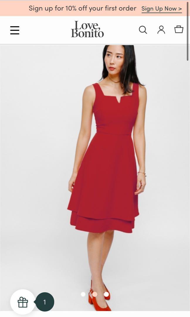 Love Bonito Lyande Notched Layered Midi Dress, Women's Fashion, Dresses ...