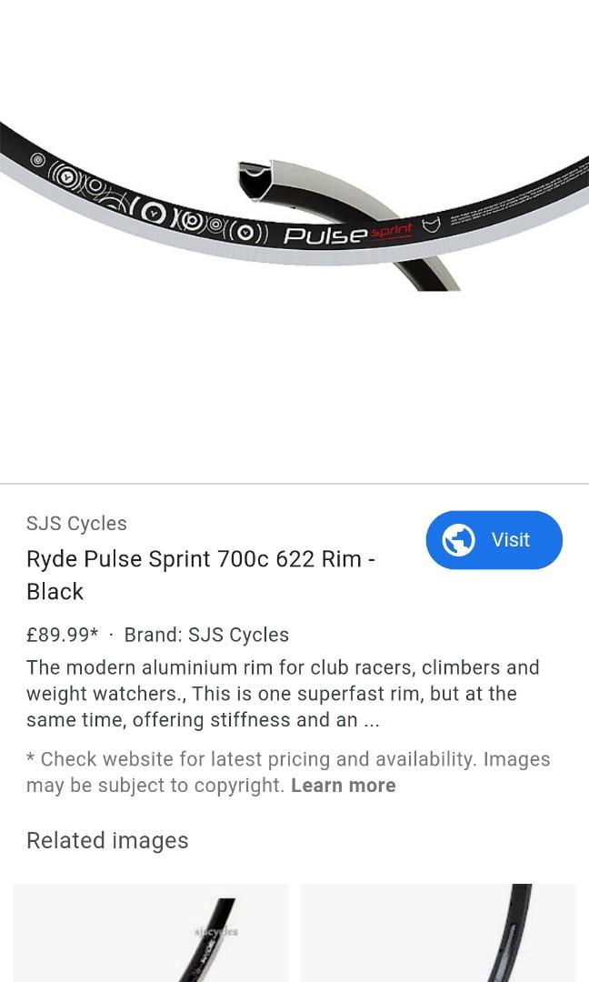 Ryde Pulse Sprint OS wheelset /Rim 700c, Sports Equipment, Bicycles ...