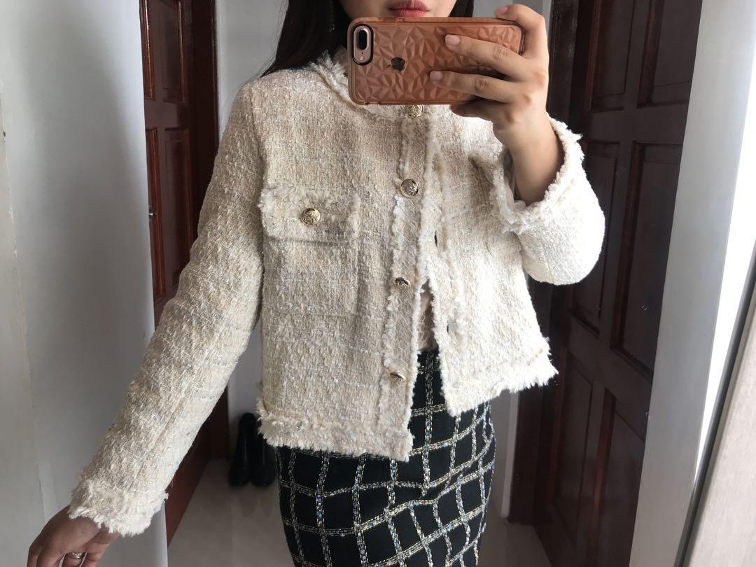 Korean Tweed Jacket, Women's Fashion, Coats, Jackets and Outerwear on ...