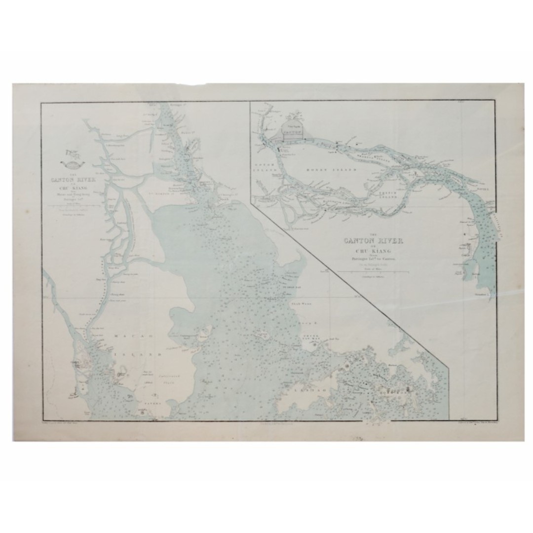 Hong Kong / Macau / Canton River rare original map from 1863 by Weller ...