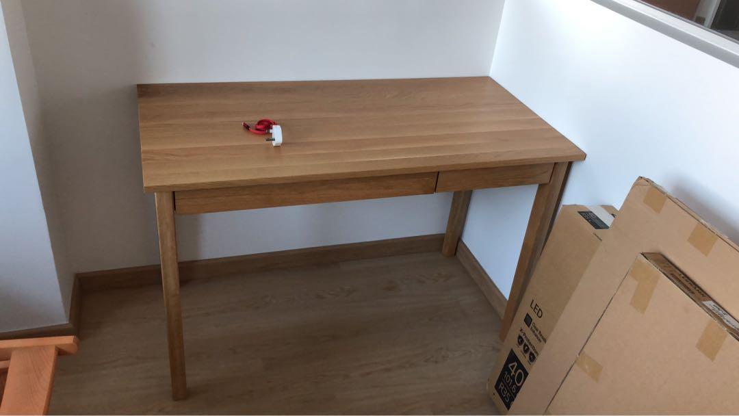 MUJI Oak Desk with drawers, Furniture, Tables & Chairs on Carousell